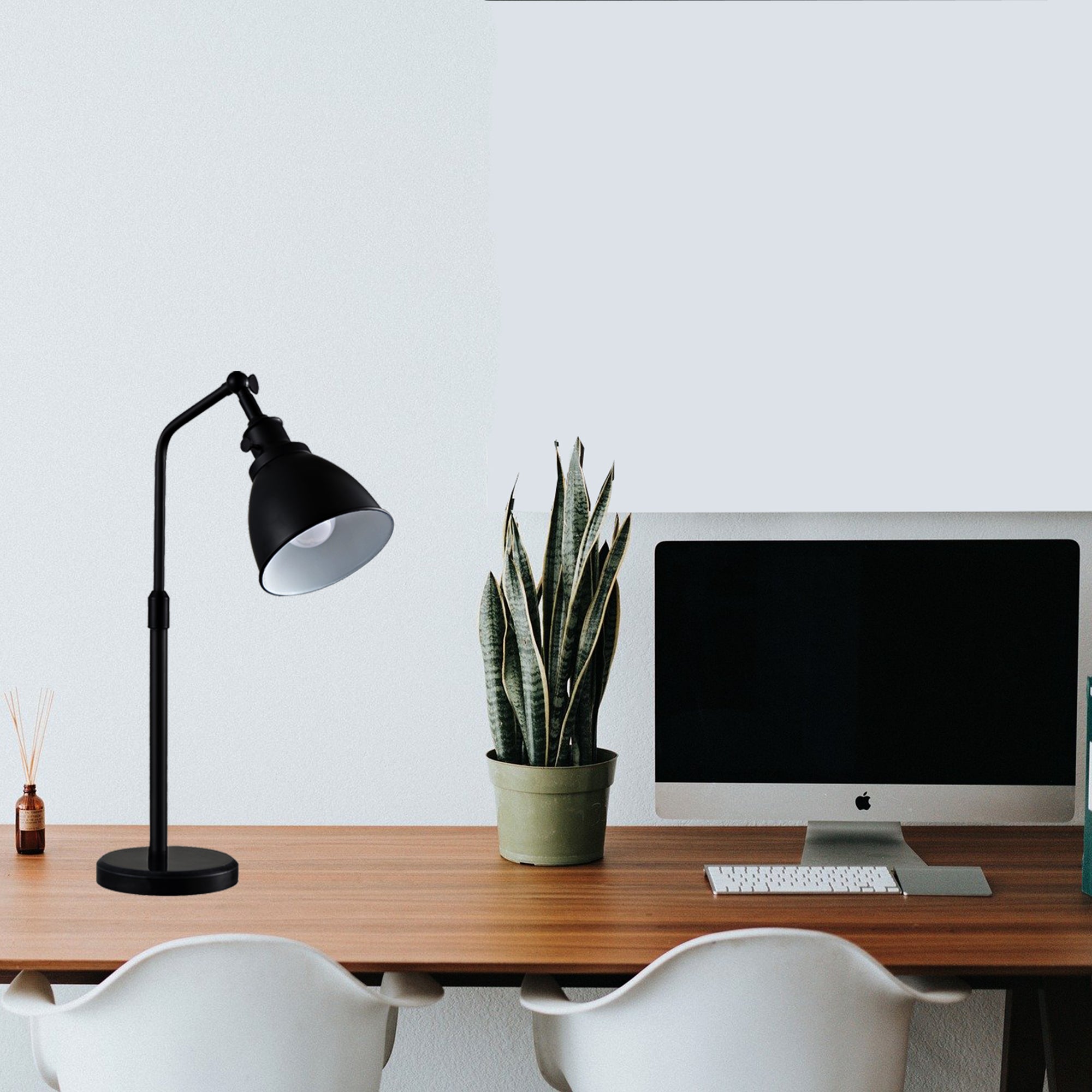 Industrial Black Task Desk Lamp with Natural Marble Base, 17.7” - 23.7 ...